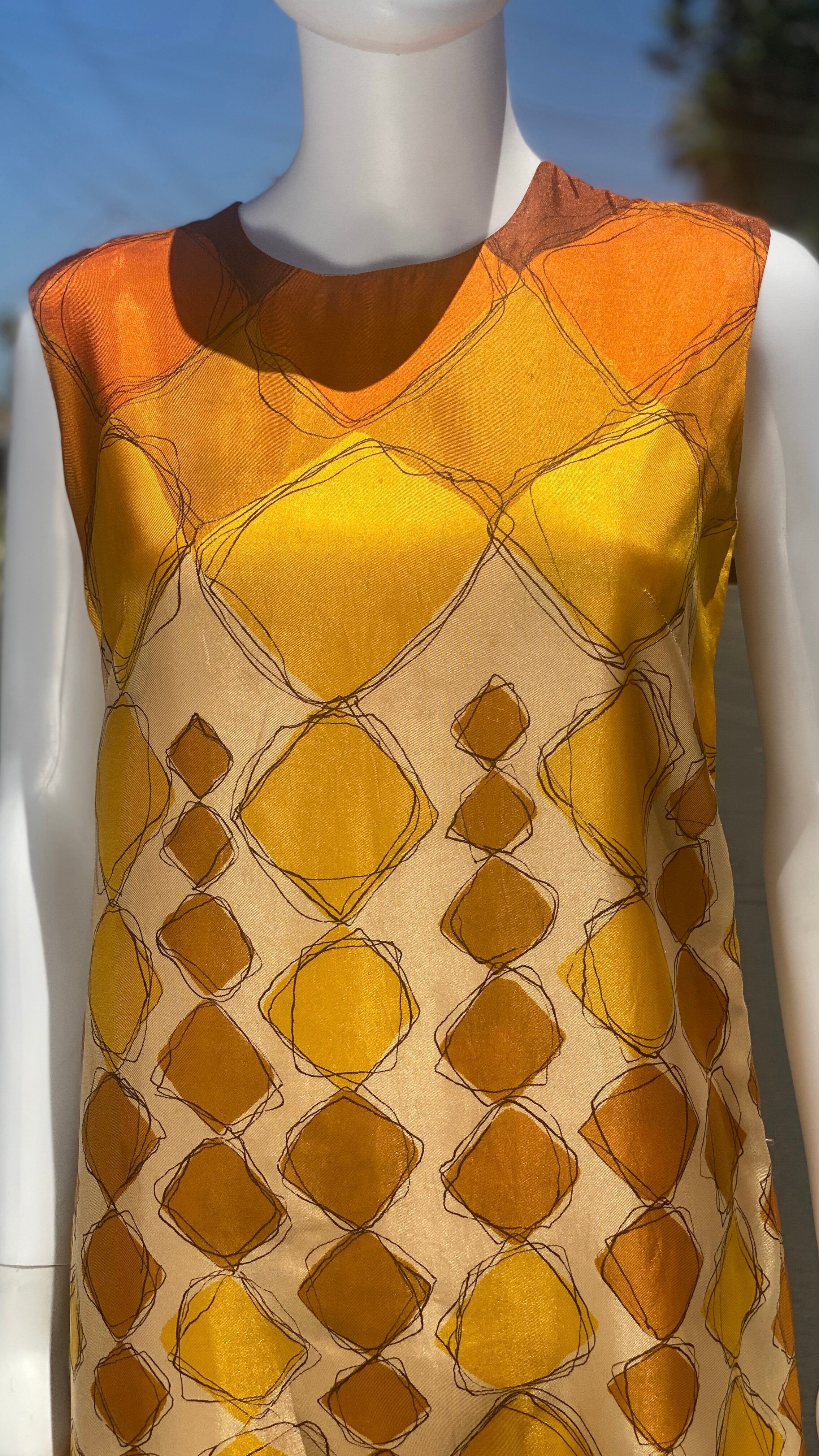 60s Abstract Print Shift Dress – Via Davia Vintage