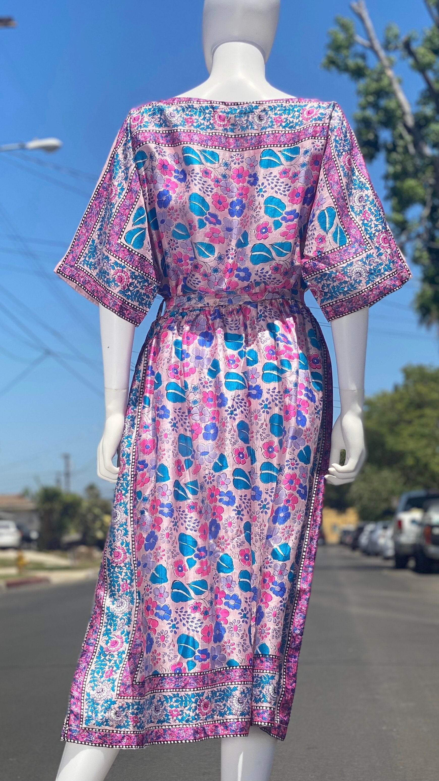 Silk Indian Print Dress – Via Davia Vintage